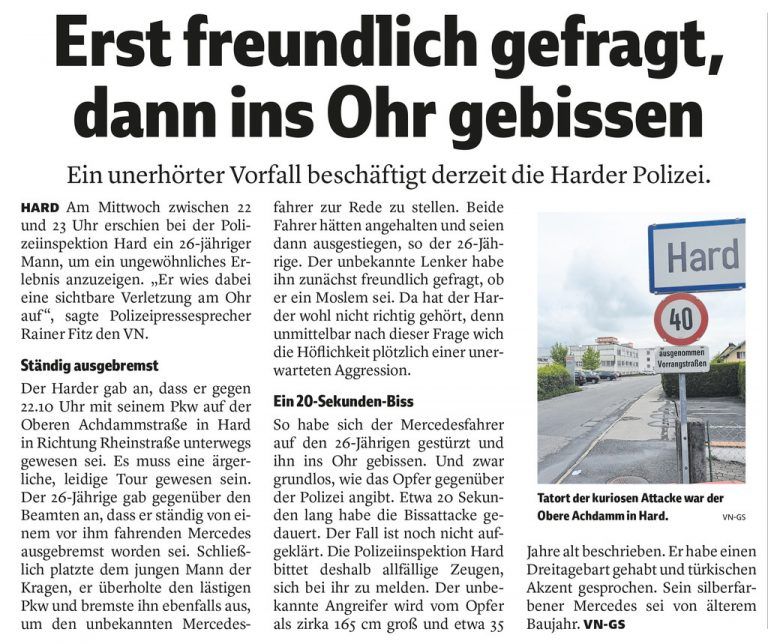 Ohrenbeißer von Hard stellte sich - Vorarlberger Nachrichten | VN.at